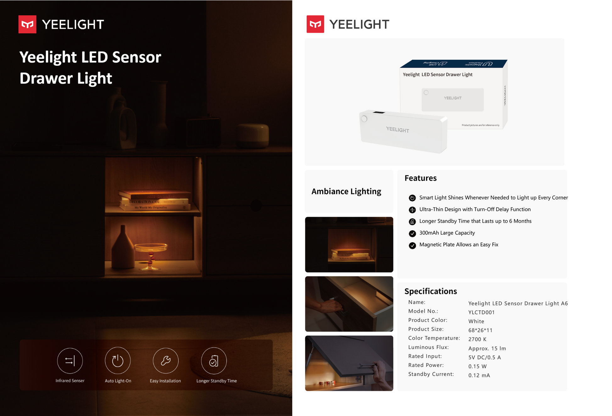 Yeelight Sensor Drawer Light- 4Pieces – Delight Philippines